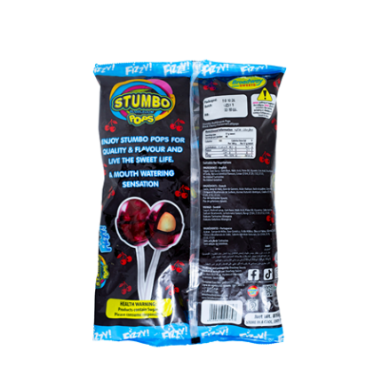 Stumbo Black Cherry Fizzy Lollipops 48 | Broadway Sweets